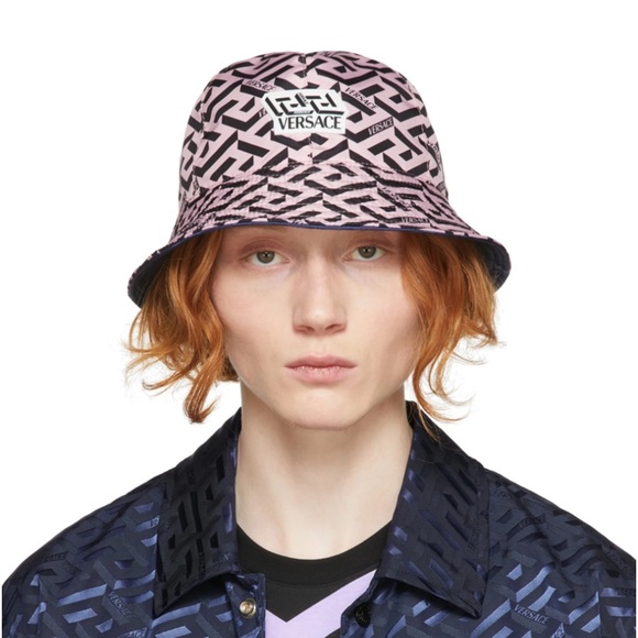 Versace | Accessories | Versace Pink La Greca Bucket Hat | Poshmark